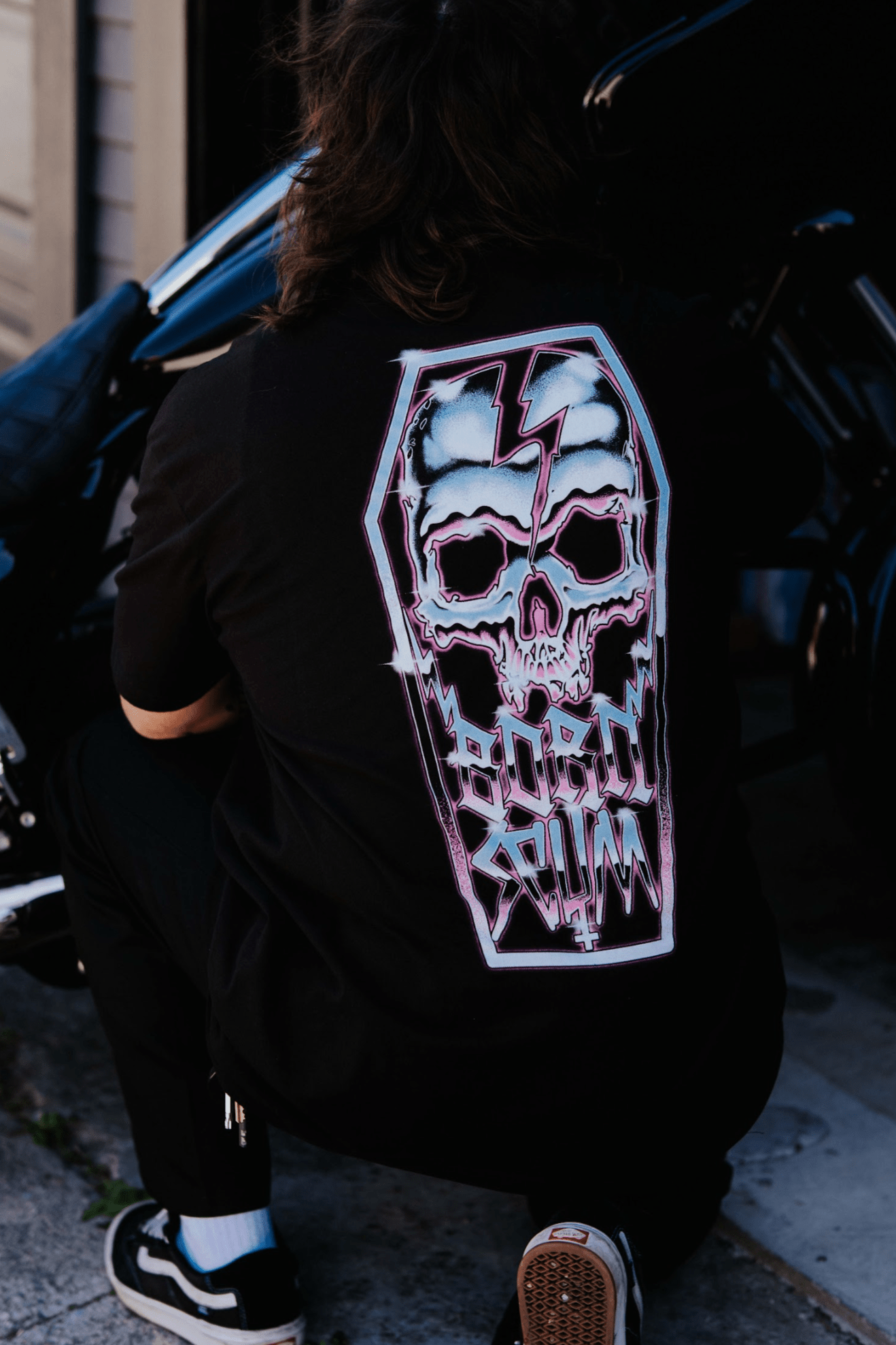 Chrome Skull Coffin Heavyweight Tee | USA Cotton – Born Scum – Born Scum